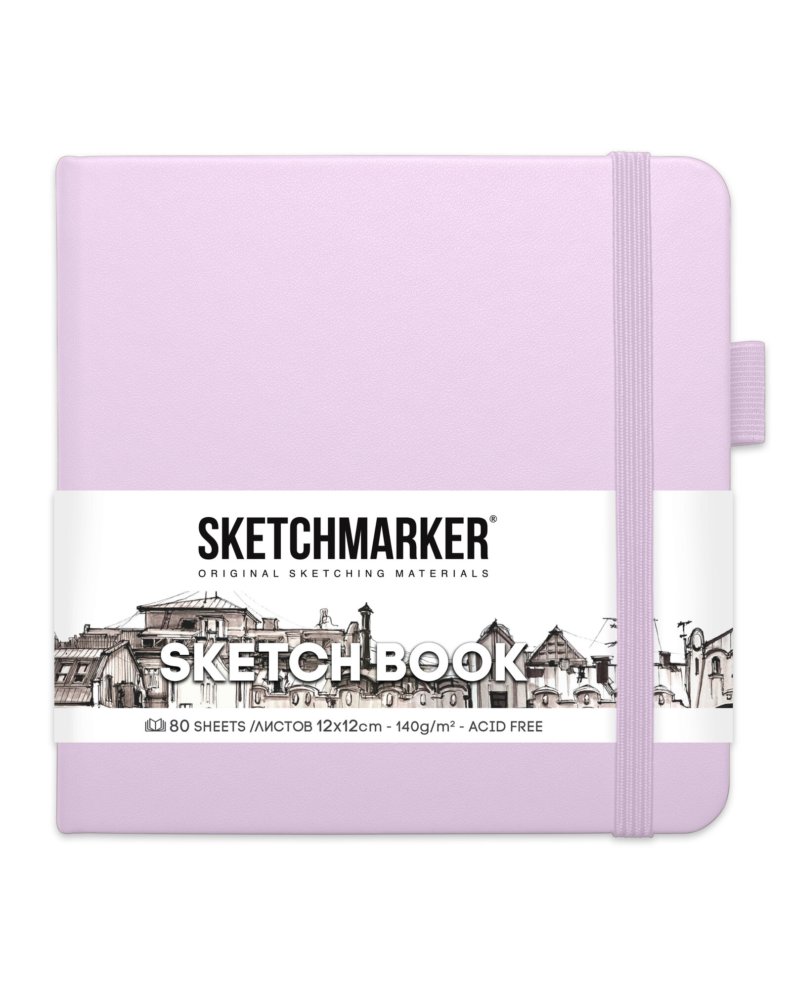 Блокнот для зарисовок Sketchmarker 140г/кв. м 12*12см 80л (Фиолетовый пастельный)