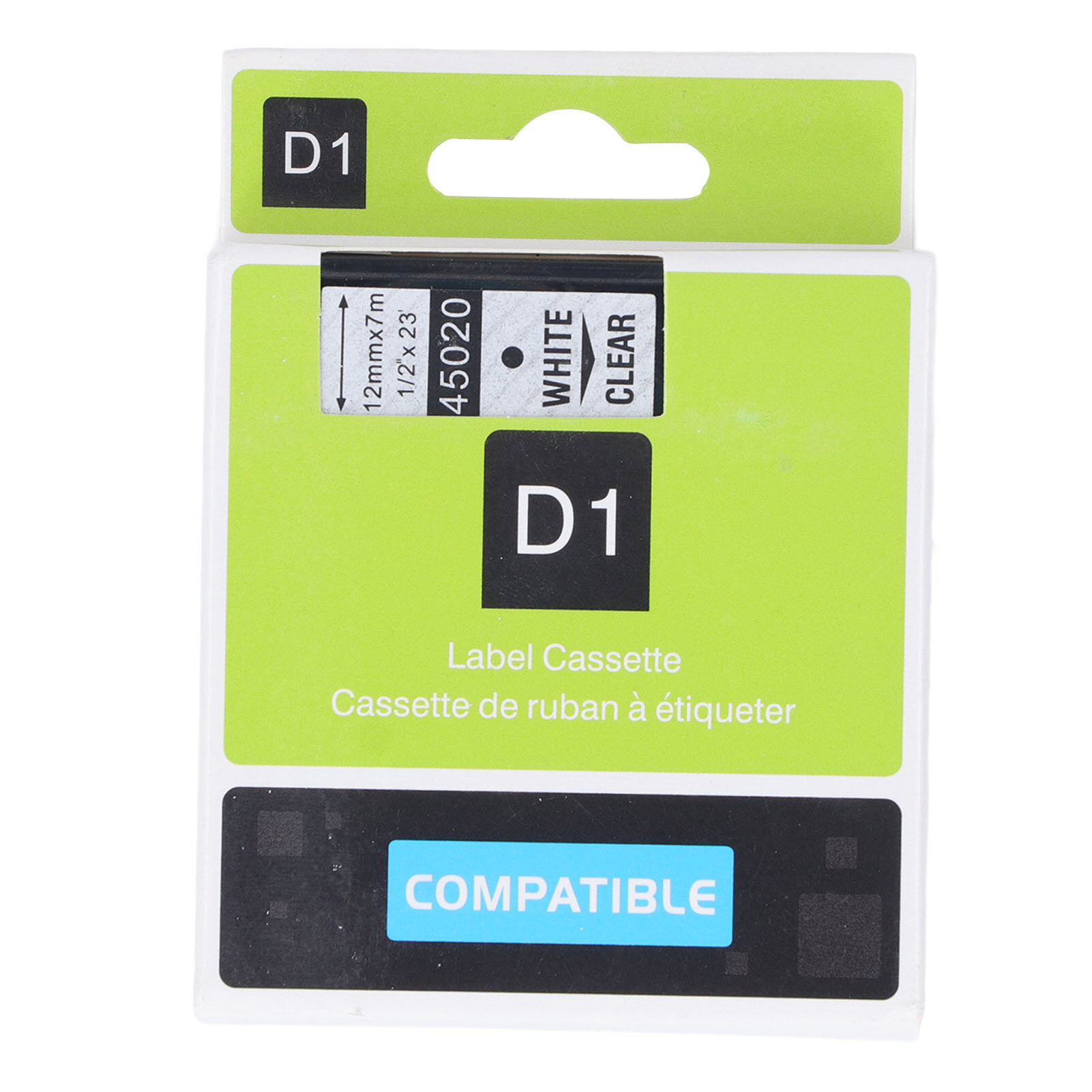 Лента для этикетировочного принтера 12 мм, длина 23 фута, водонепроницаемая, маслостойкая, с равномерным нанесением чернил, долговечная, подходит для этикетировочных принтеров LM210D LP420 M500TS, белая на прозрачной основе.