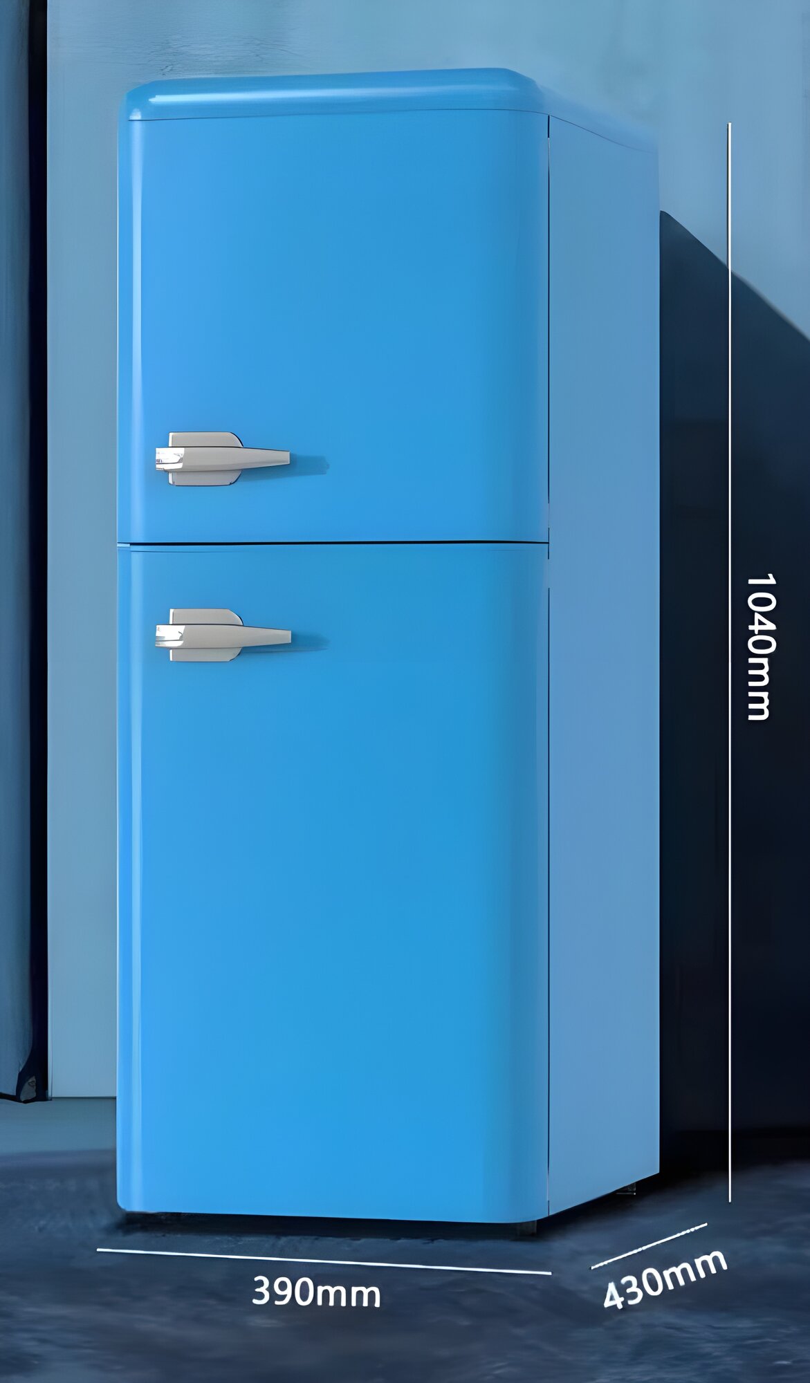 Ретро-холодильник Chigo BCD-78P156 синего цвета, 390х430х1040 мм