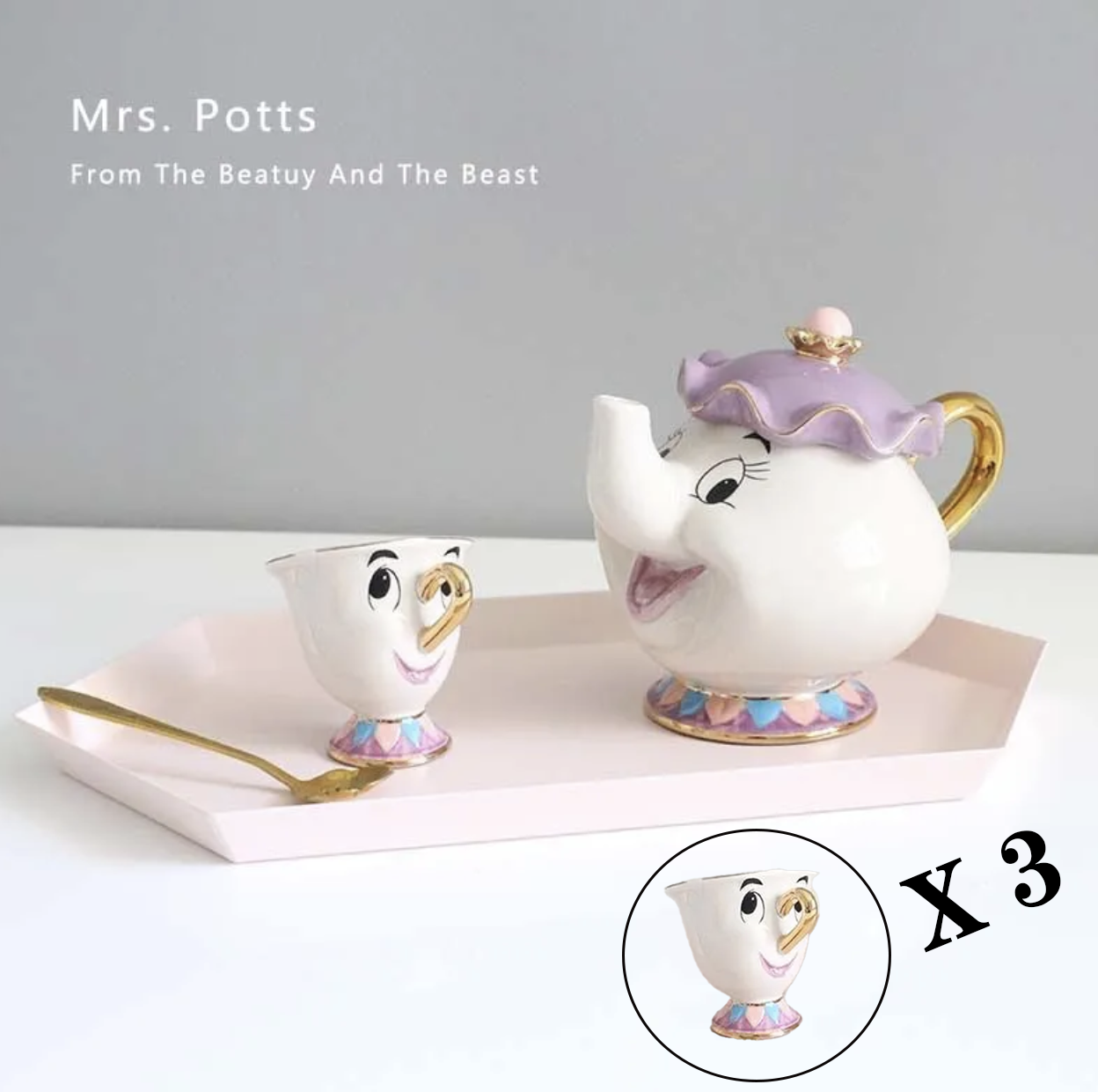 Чайный набор с заварочным чайником на 3 персоны, один заварочный чайник с тремя чайными чашками