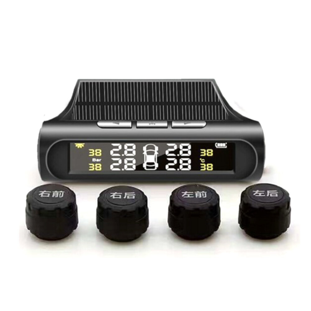 Солнечный Датчик Давления В Шинах Автомобильный Беспроводной Монитор Система Мониторинга Водонепроницаемый с Функцией Сигнализации 4 Датчиков