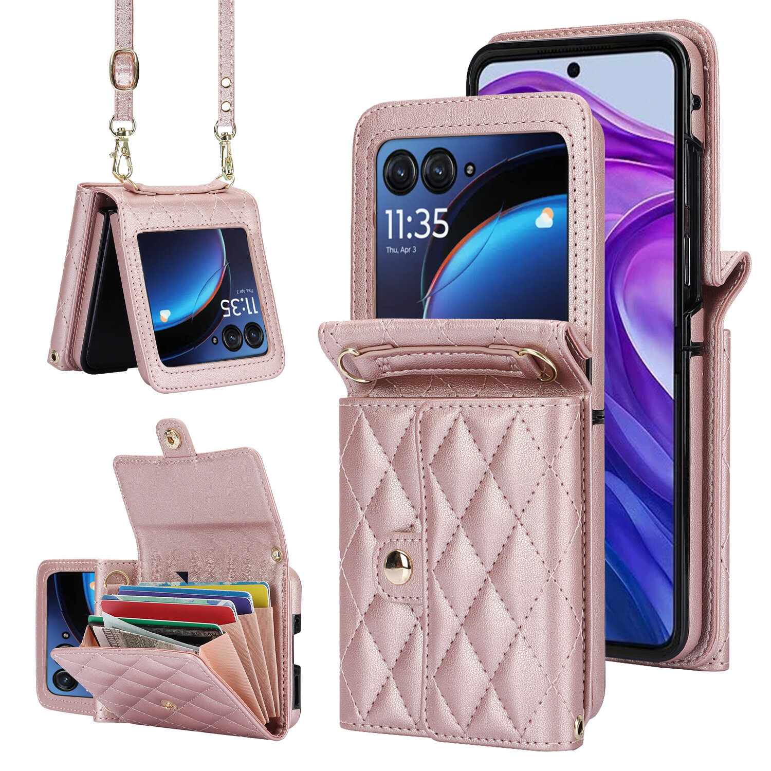 Подходит для Motorola Razr 50 Ultra / Моторола Разр 50 Ультра Модный Чехлы для телефонов, Кошелек премиум-класса, кожаный чехол для мобильного телефона, Motorola Moto 50 Ultra, подставка, soft touch