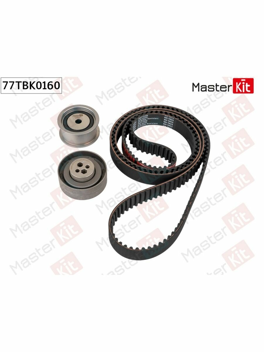 Ремень ГРМ MasterKit 77TBK0160, для AUDI A8/A6/A4/Cabriolet/A8, серебристый
