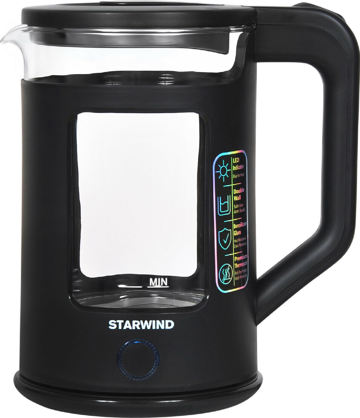 Чайник электрический Starwind SKG2061 1.5л. 1500Вт черный (корпус: стекло)-3