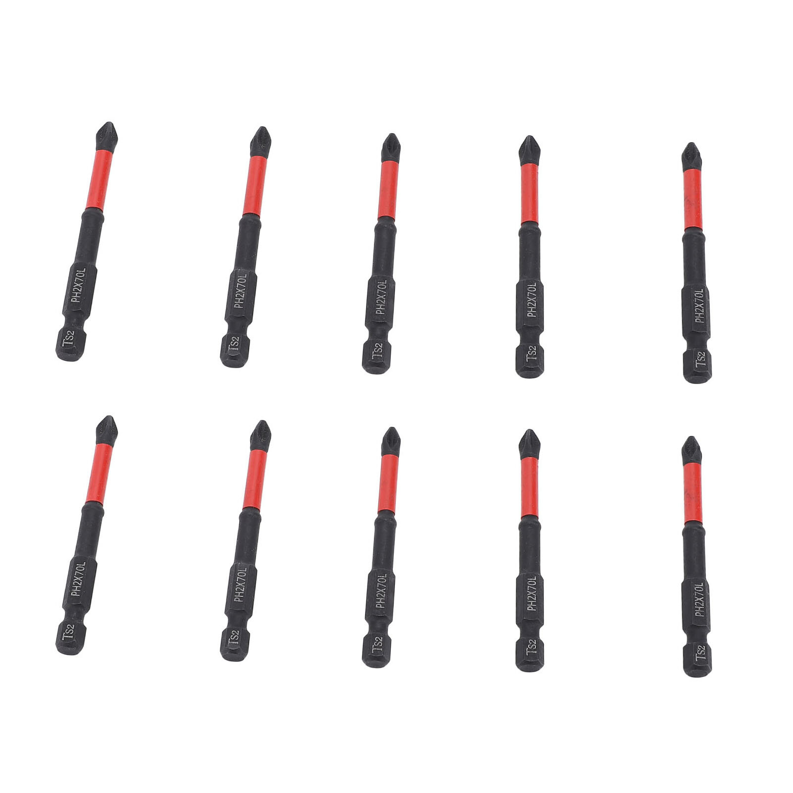 Набор из 10 магнитных бит PH для отвертки, нескользящие твердые длинные сверла для ударной дрели, электрической ручной дрели TS2