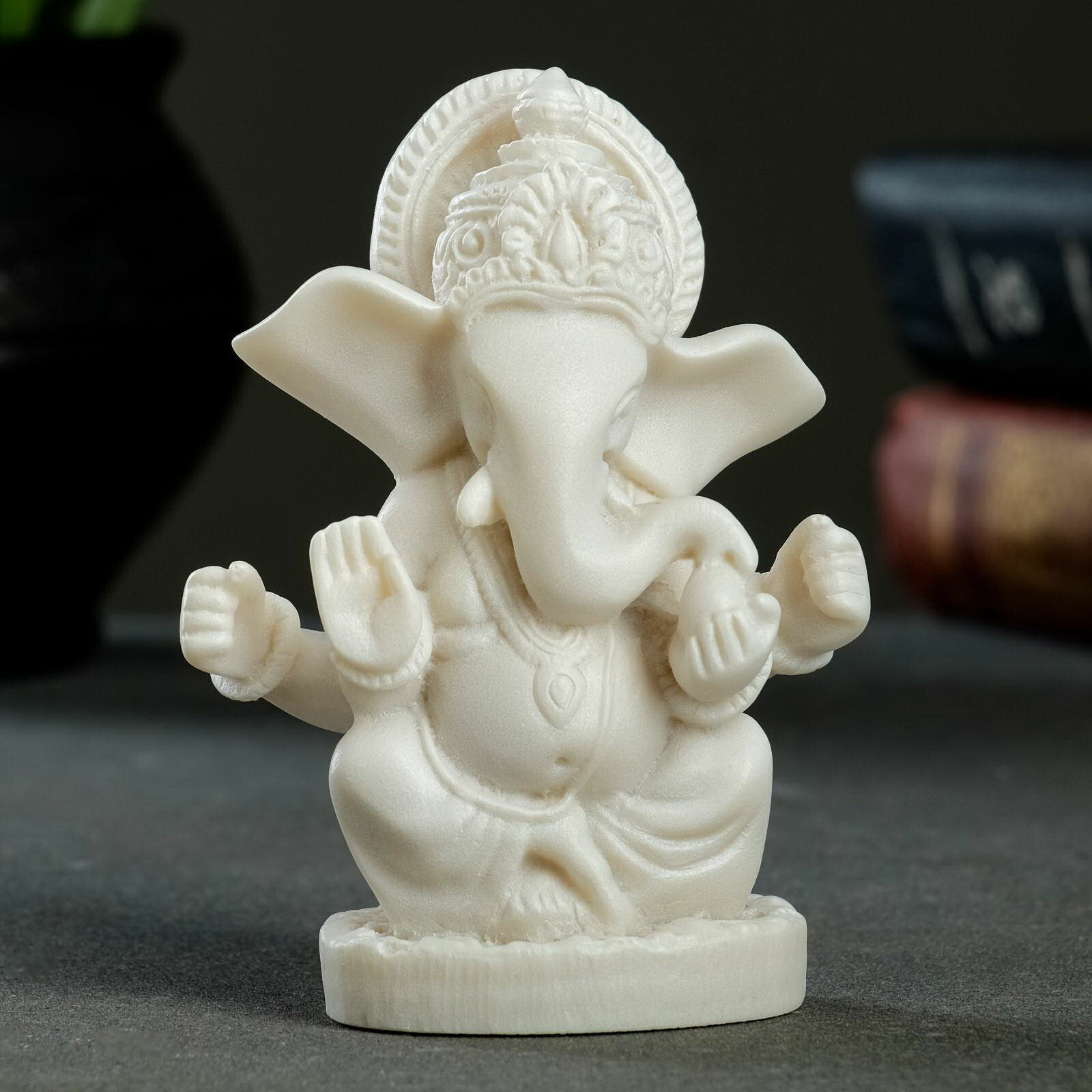 Фигурка "Ганеша", 10 см, белый, мраморная крошка, форма фигуры: ганеша