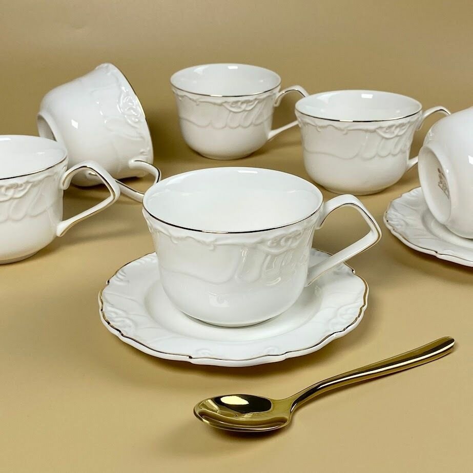 Чайный набор 12 предметов крокус золото