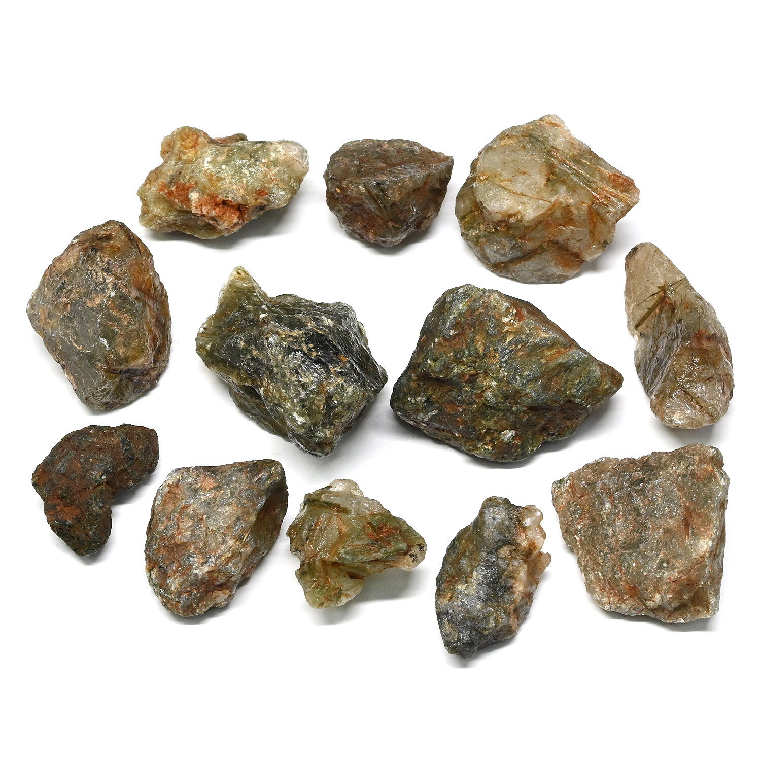 Кварц рутиловый зеленый галтовка фракция 20-35мм, упаковка 100г .