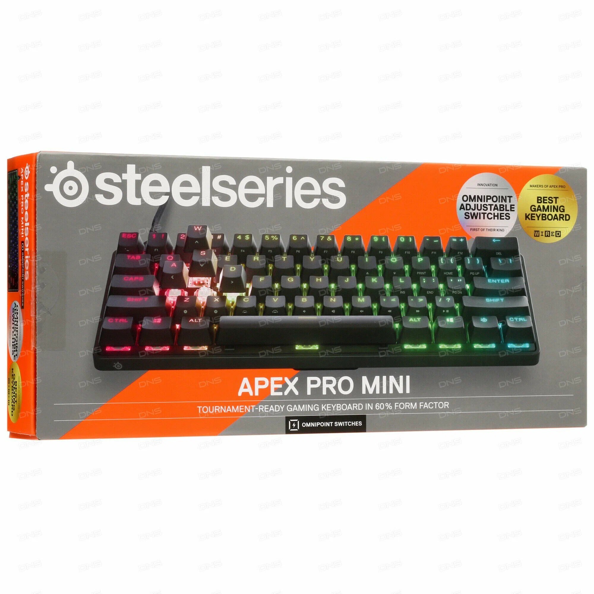 Клавиатура SteelSeries Apex Pro Mini 64913,(GEN 3) механическая, с подсветкой, программируемые кнопки