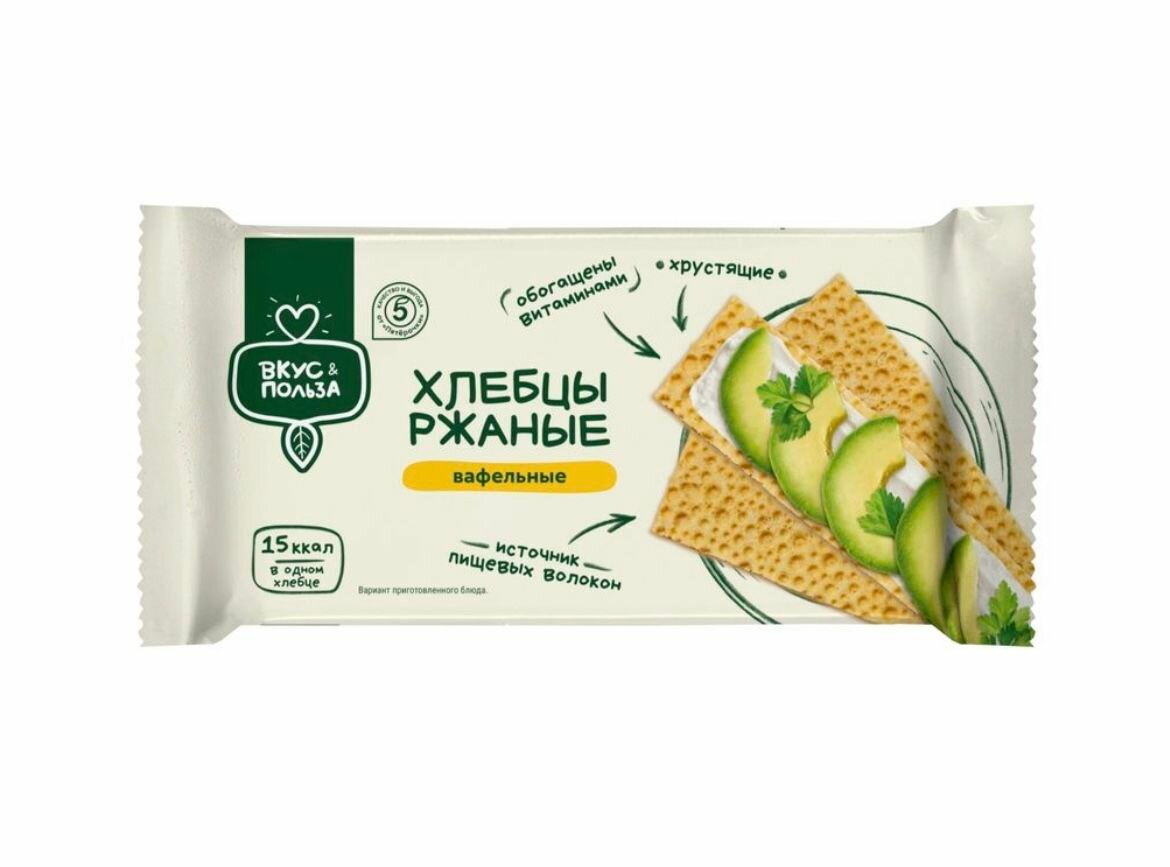 Хлебцы ржаные вкус & польза вафельные хрустящие с витаминами и минералами , 70 г * 5 шт.