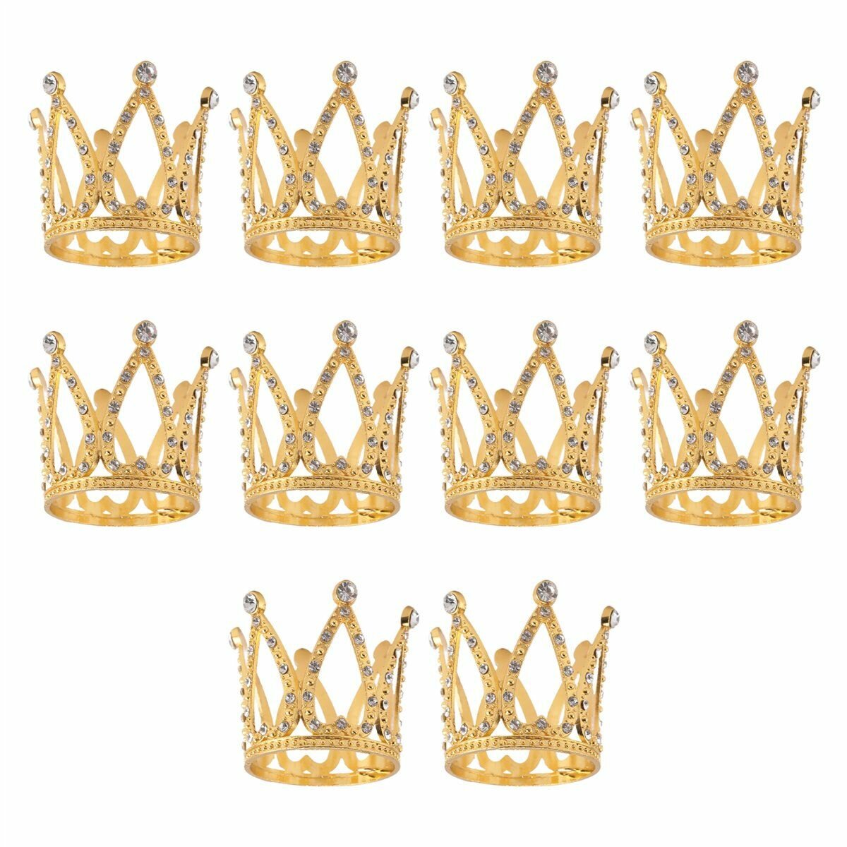 10 шт. золотая корона-тиара со стразами для украшения торта на день рождения
