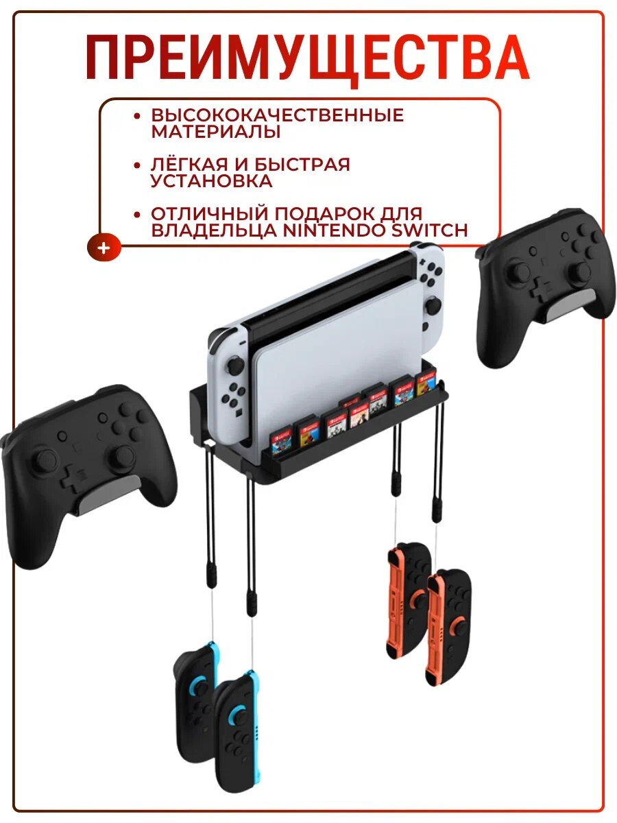 Крепление на стену для консоли Nintendo Switch 2/Switch OLED — фото 1
