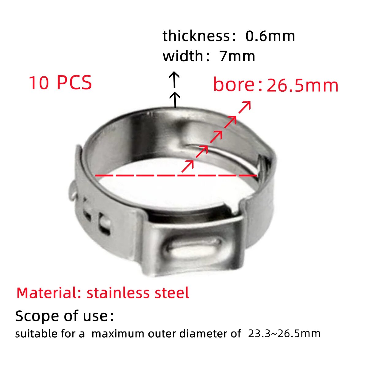 Зажимы хомуты из нержавеющей стали, 10 шт, 26.5mm