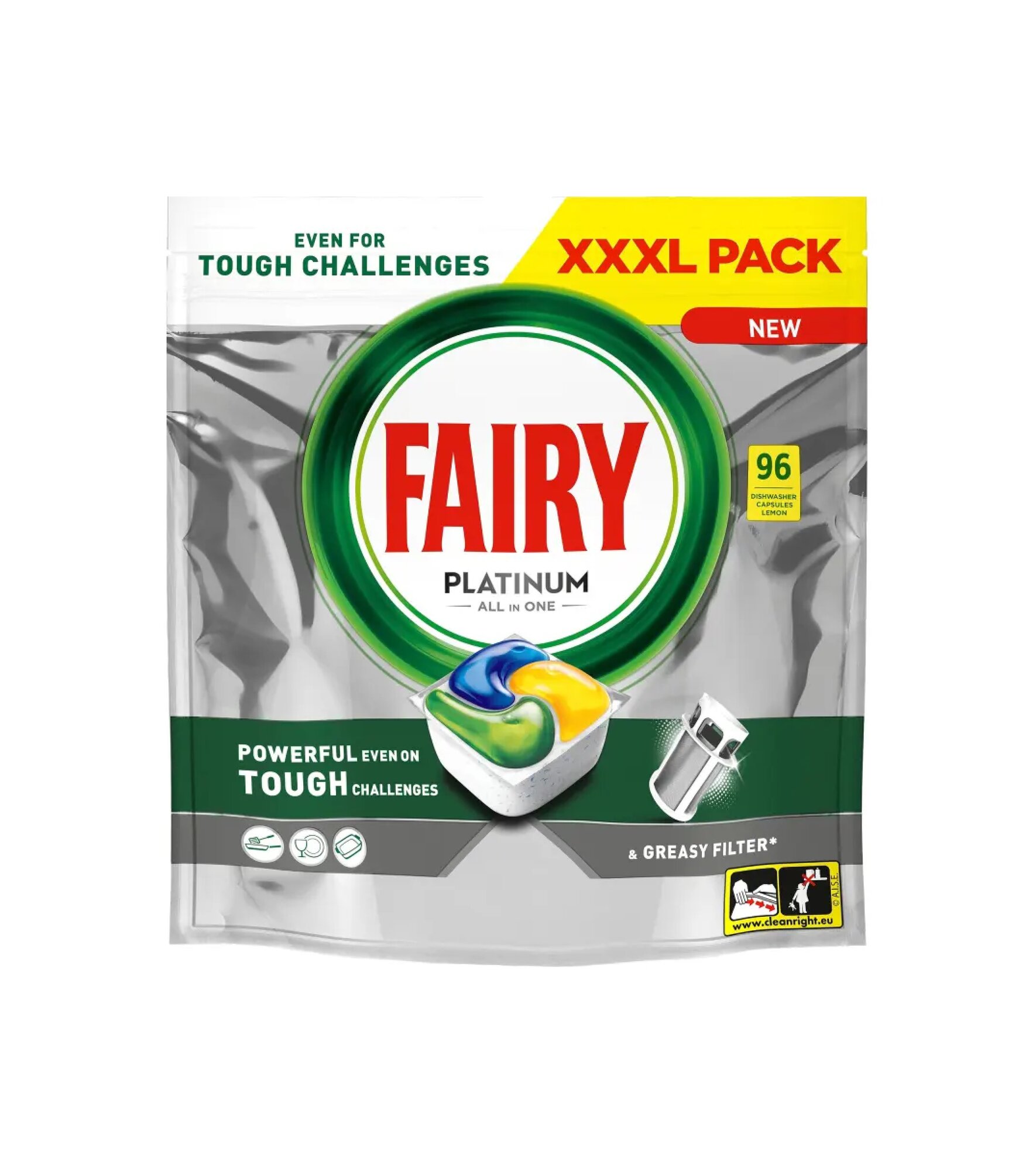 Таблетки для посудомоечной машины Fairy Platinum All in One Lemon биоразлагаемые 96 шт