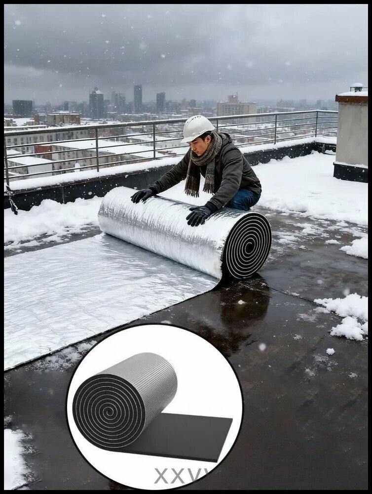 NOETLYO Самоклеющийся Утеплитель фольгированный, Подходит для крыш, веранд, труб, дверей и окон, железных домов и сараев для разведения животных, толщиной 10 ммПопулярен осенью