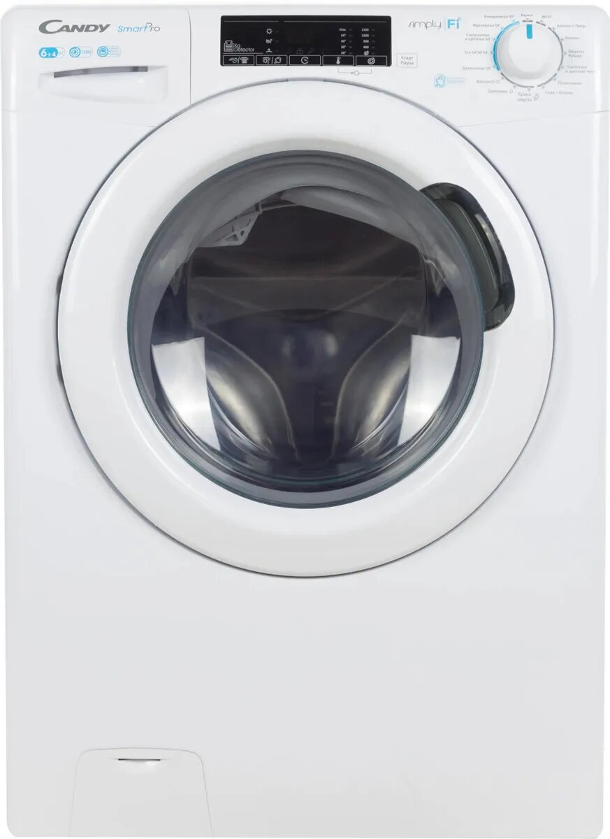 Стиральная машина Candy Smart Pro CSOW4 1364T/2-07, белый, с фронтальной загрузкой, с паром, 6кг, 1300об/мин, с сушкой