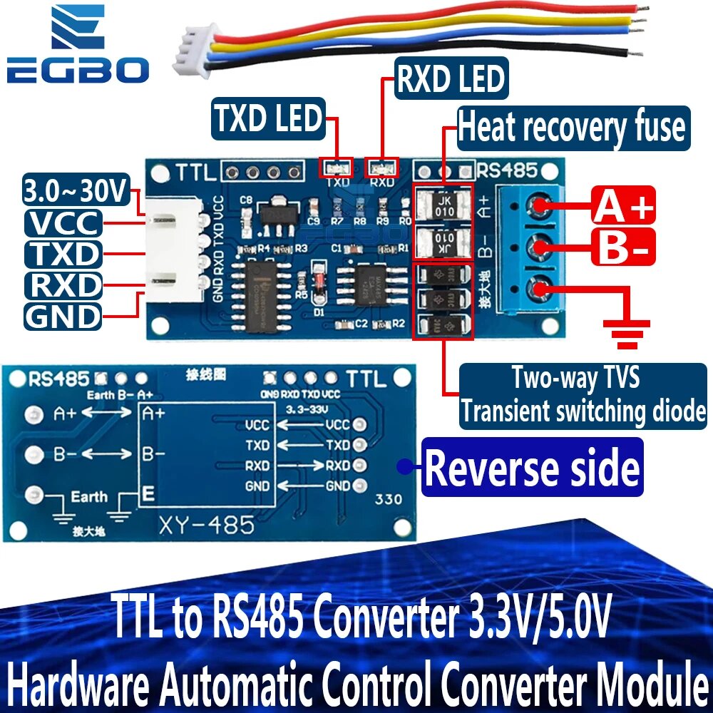 EGBO TTL-RS485 модуль 3.3В/5.0В, Model Number: 1PC