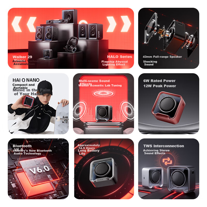 Портативный Bluetooth-колонка EDIFIER Halo Nano Abyss Cube с динамической подсветкой для отдыха на природе и походов