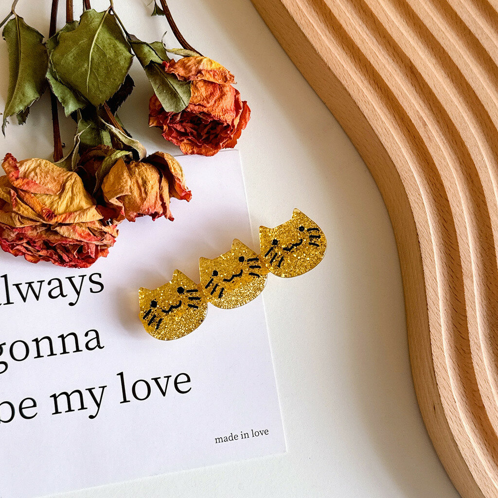 Заколка для волос с дизайном кота из ацетата шикарный аксессуар для повседневного стиля желтый