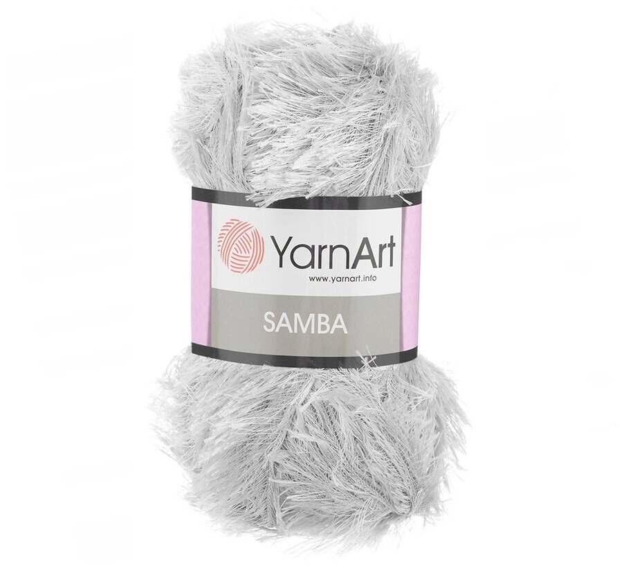 Пряжа Samba Yarnart цвет 10 светло-серый. травка 100 г. 150 м. 1 моток.