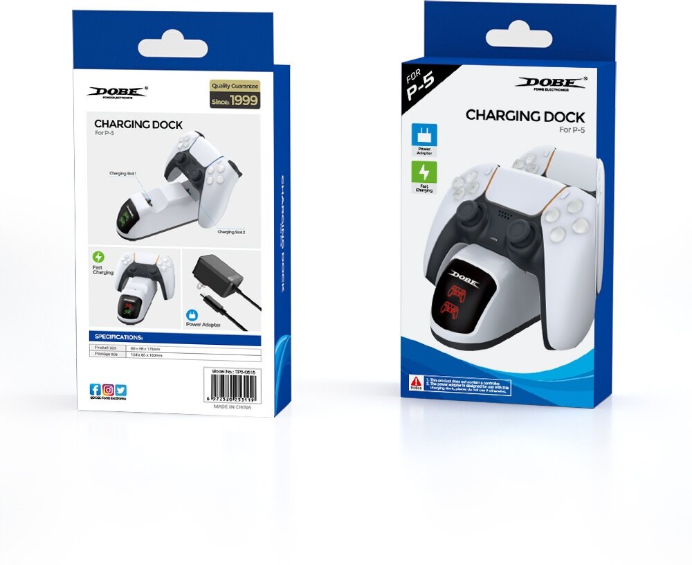 Зарядная док станция подставка для Dualshock PS5 с индикацией (Dobe TP5-0515B)