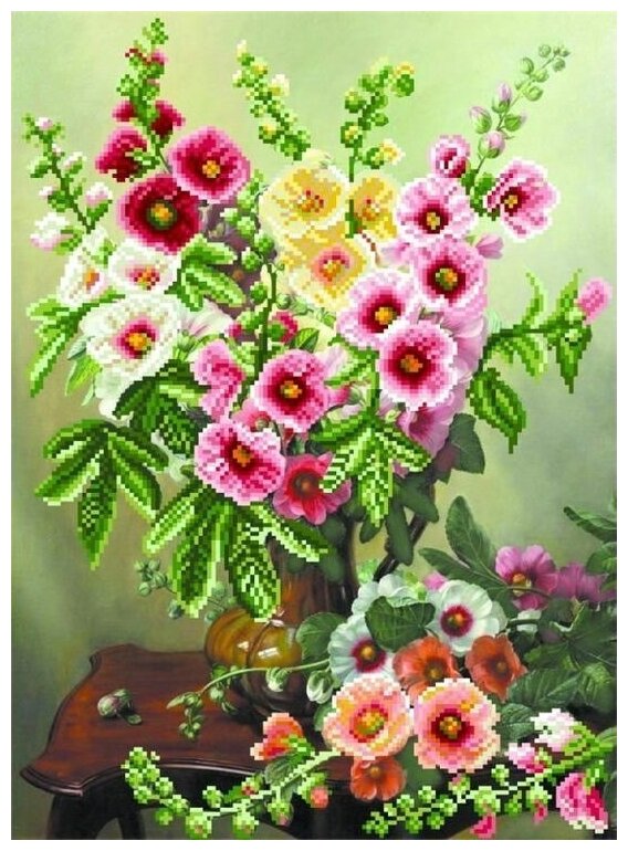 Рисунок на шелке Матренин Посад "Букет мальвы", 37x49 см