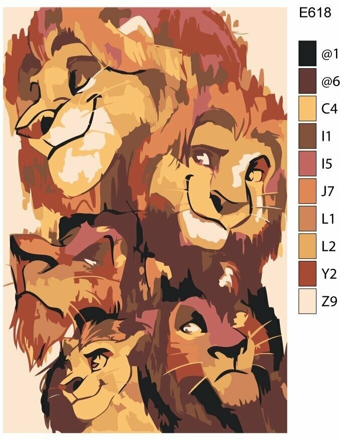 Детская картина по номерам E618 "Мультфильм - Король Лев" 20X30