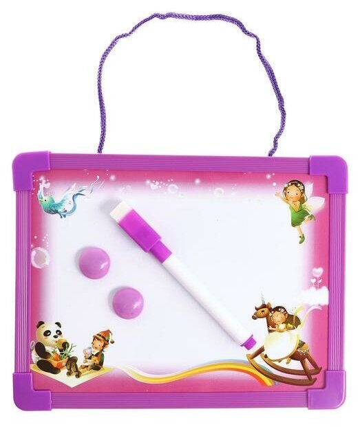 Доска для рисования магнитная с маркером-стиралкой и 2 магнитами, цвета микс