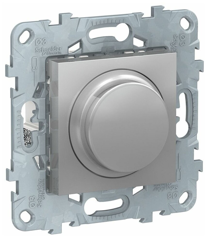 Unica New Алюминий Светорегулятор LED поворотно-нажимной, универсальный 5-200Вт, Schneider Electric, NU551430