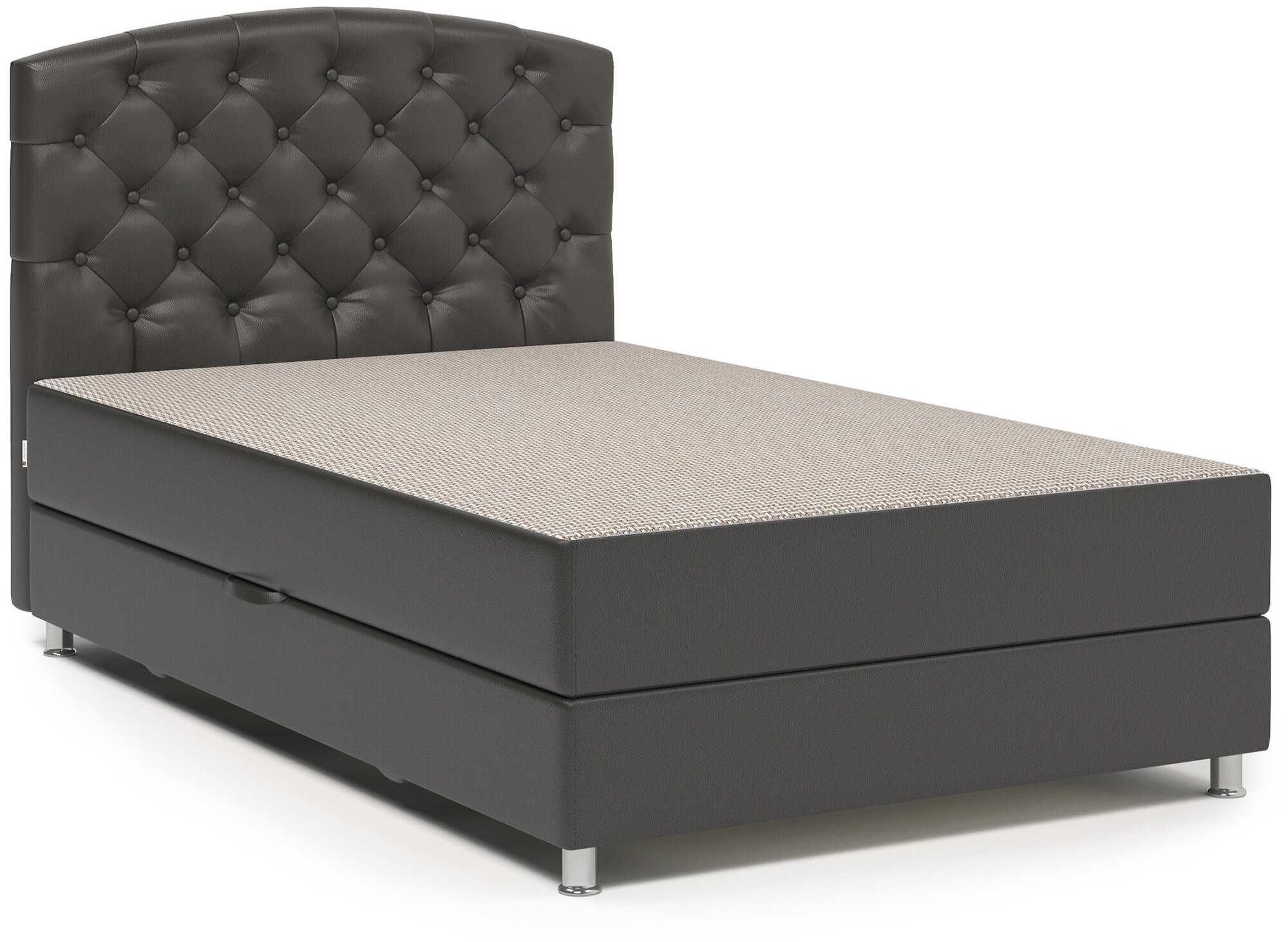 Кровать тахта Премиум 160х198 см, Корфу беж и экокожа шоколад