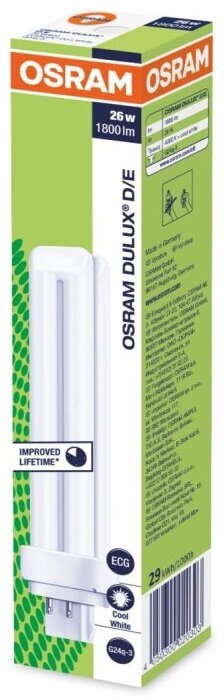 Лампа люминесцентная КЛЛ неинтегрирован. OSRAM CFL DULUX D/E 26W/840 G24Q-3 1322395 4050300020303