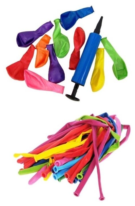 Набор из 40 воздушных шаров + 40 шаров для моделирования + насос