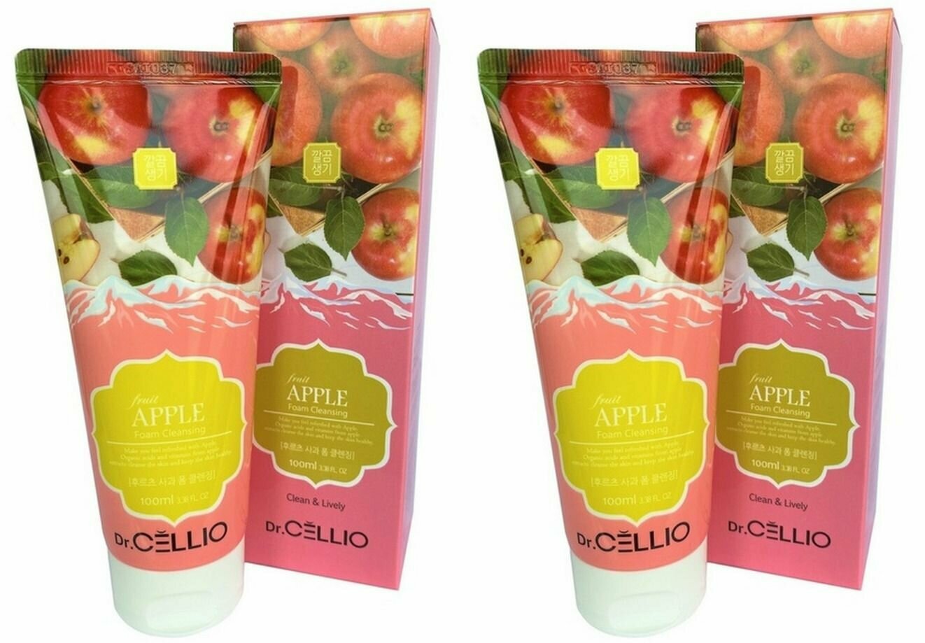 Dr. Cellio Средство для снятия макияжа G70 Fruit Apple Foam Cleansing, с экстрактом яблока, пенка, 100 мл, 2 шт