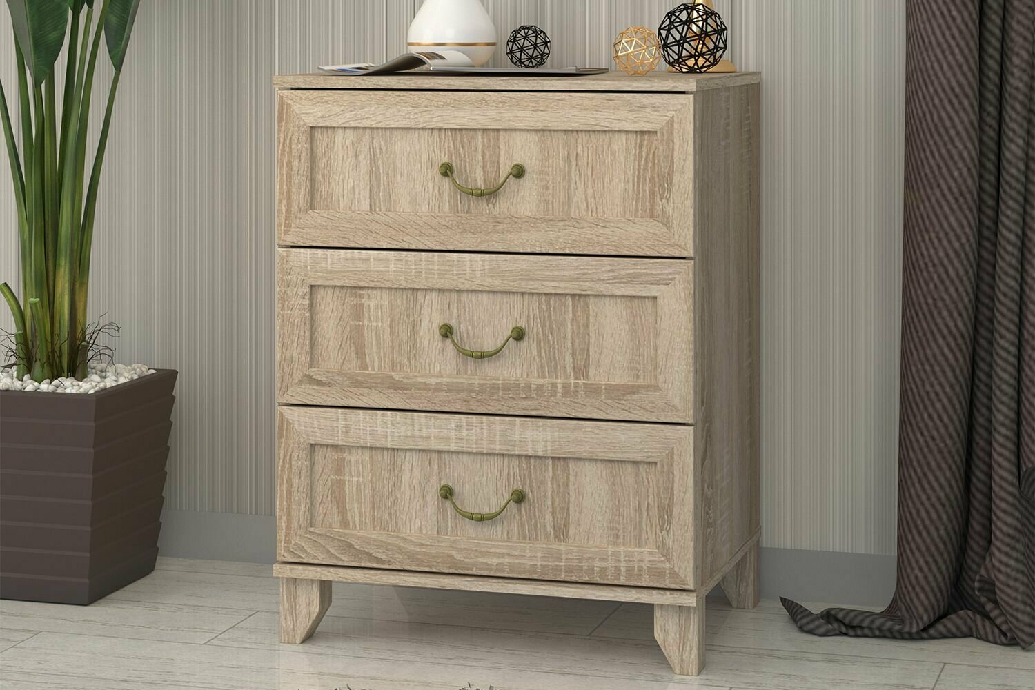 Комод Ренди 25М 70х40х80 дуб сонома, рамка квадро МДФ, ножка №3