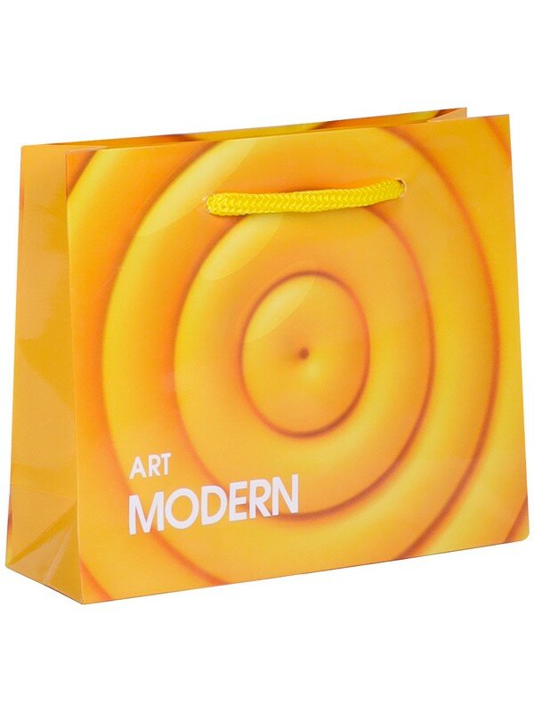 Подарочный пакет Миленд глянцевая ламинация, горизонтальный, Круги желтые, 15х12х5 см