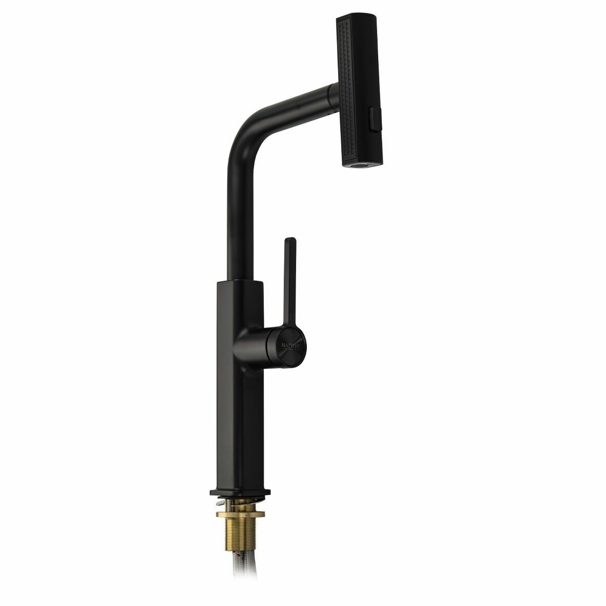 MAGNUS -Смеситель кухня Г- образ, вытяжной черн латунь