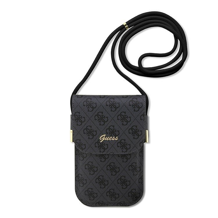 Guess сумка для смартфонов Wallet Phone Bag 4G Script metal logo со шнурком, черная