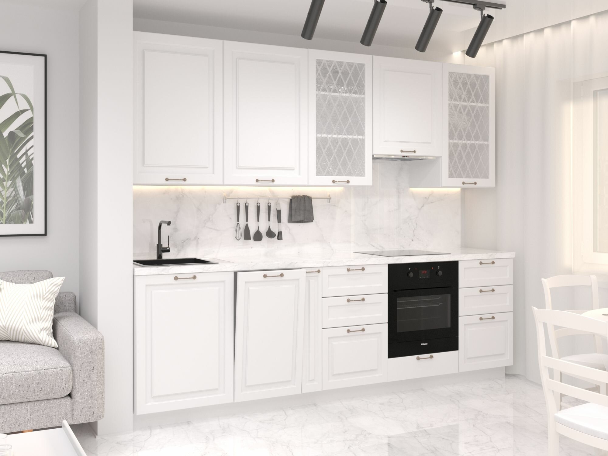 Кухонный гарнитур Ницца Белый, 2800 мм