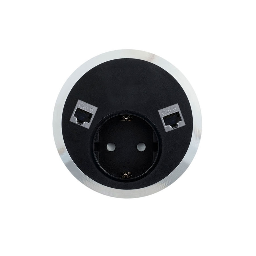 ABL 2F20F1A2- Встраиваемая розетка серии Port El с 2xRJ45 Cat6A, черная (2F200102)