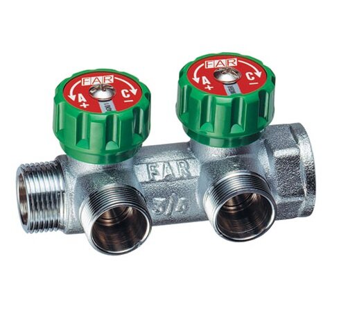 Регулируемый коллектор 1" с 2 отводами FAR (FK 3825 C1) М24х19