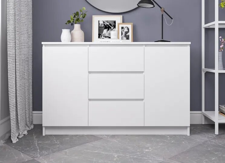 Комод СВК Мори МК1200.3, цвет белый, 3 выдвижных ящика, 2 двери, размер ШхГхВ 120,4х41х73 см