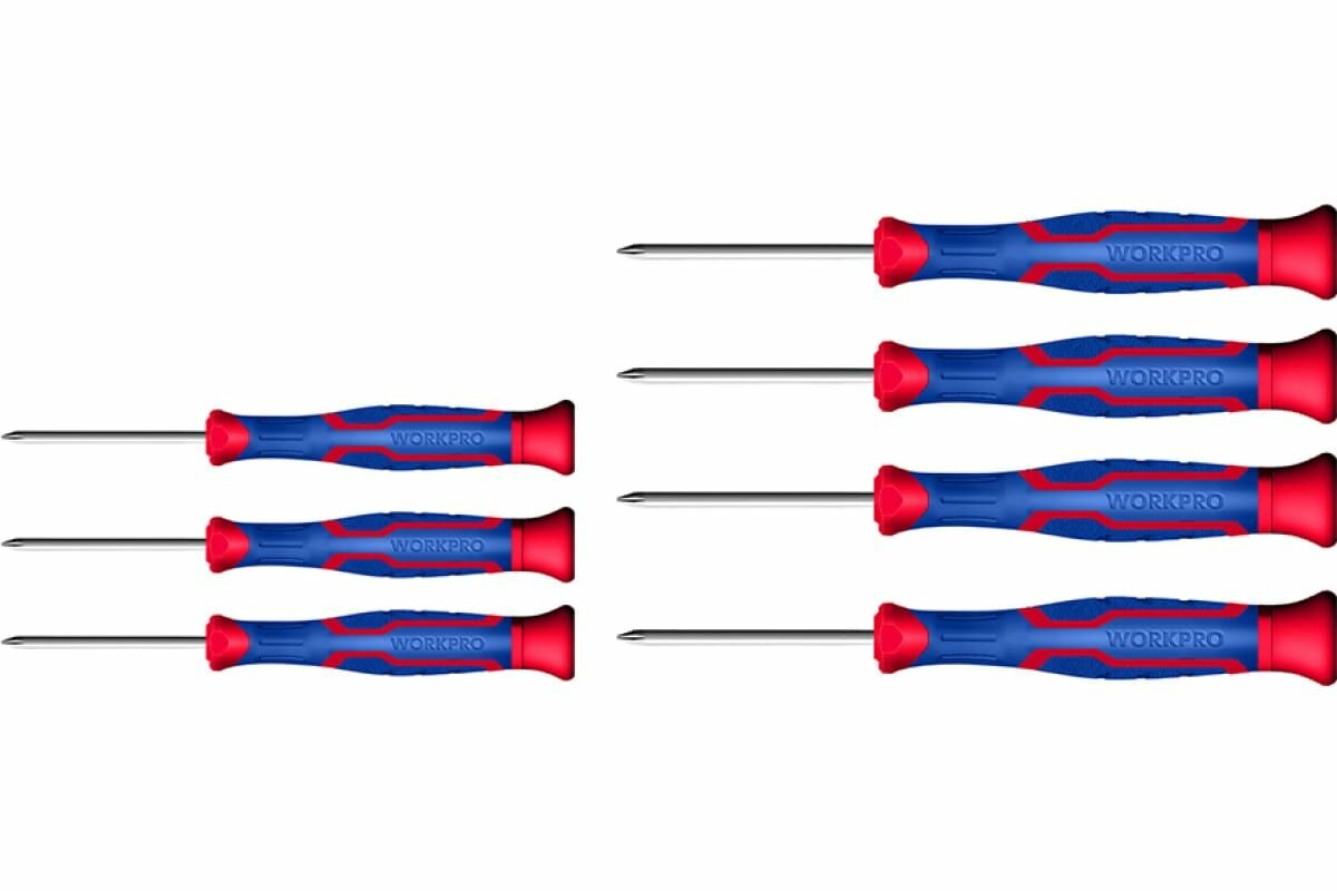 Набор прецизионных отверток WORKPRO CR-V, крест+шлиц, 7 шт. WP200509