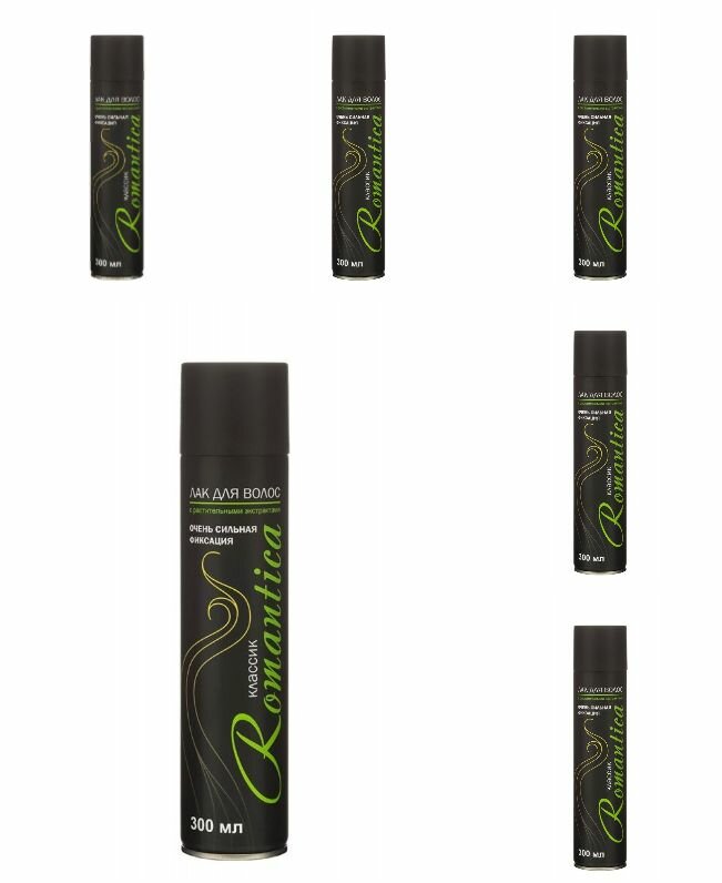 Сибиар Лак для волос Романтика классик, сильной фиксации, черный, 300 мл, 6 шт