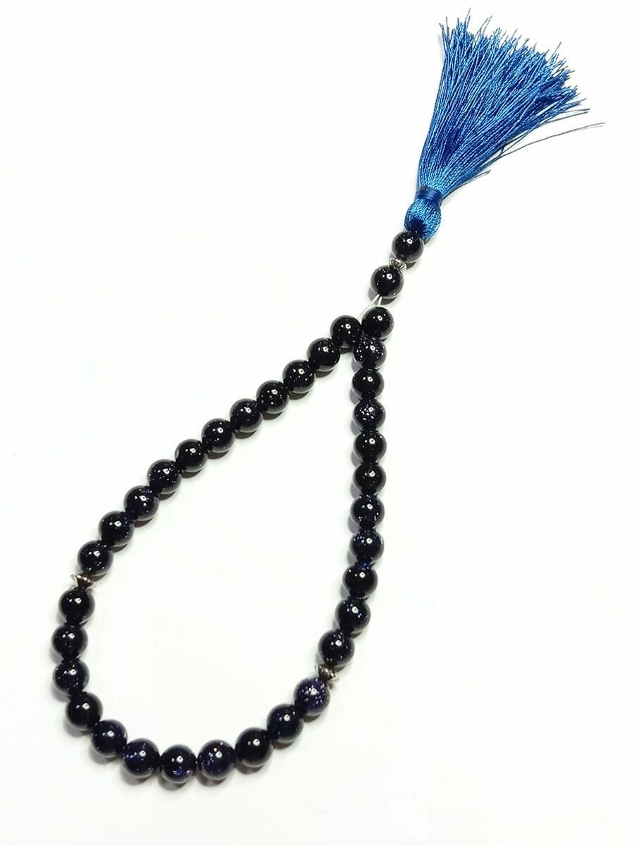 Четки из синего авантюринат 33 бусины 8 мм.