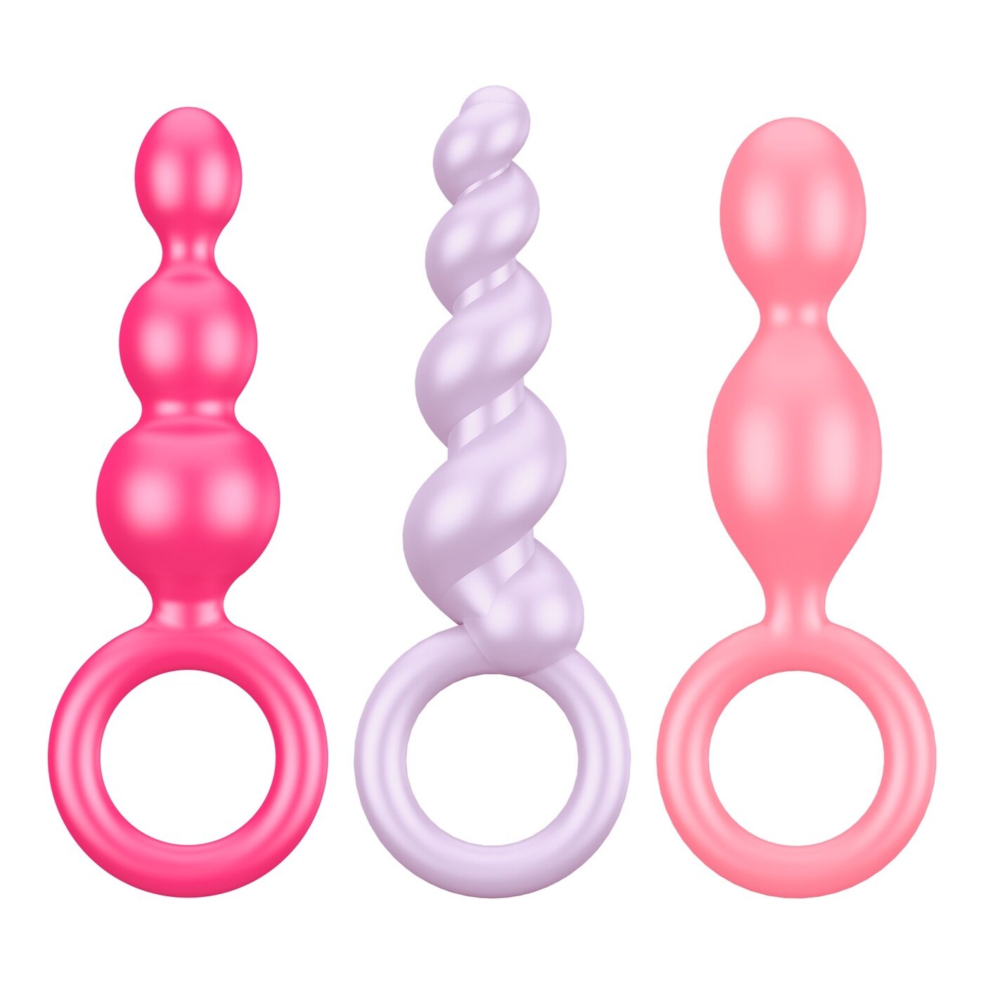 Анальные шарики Satisfyer "Booty Call", 3 шт, силикон, с ручкой-кольцом
