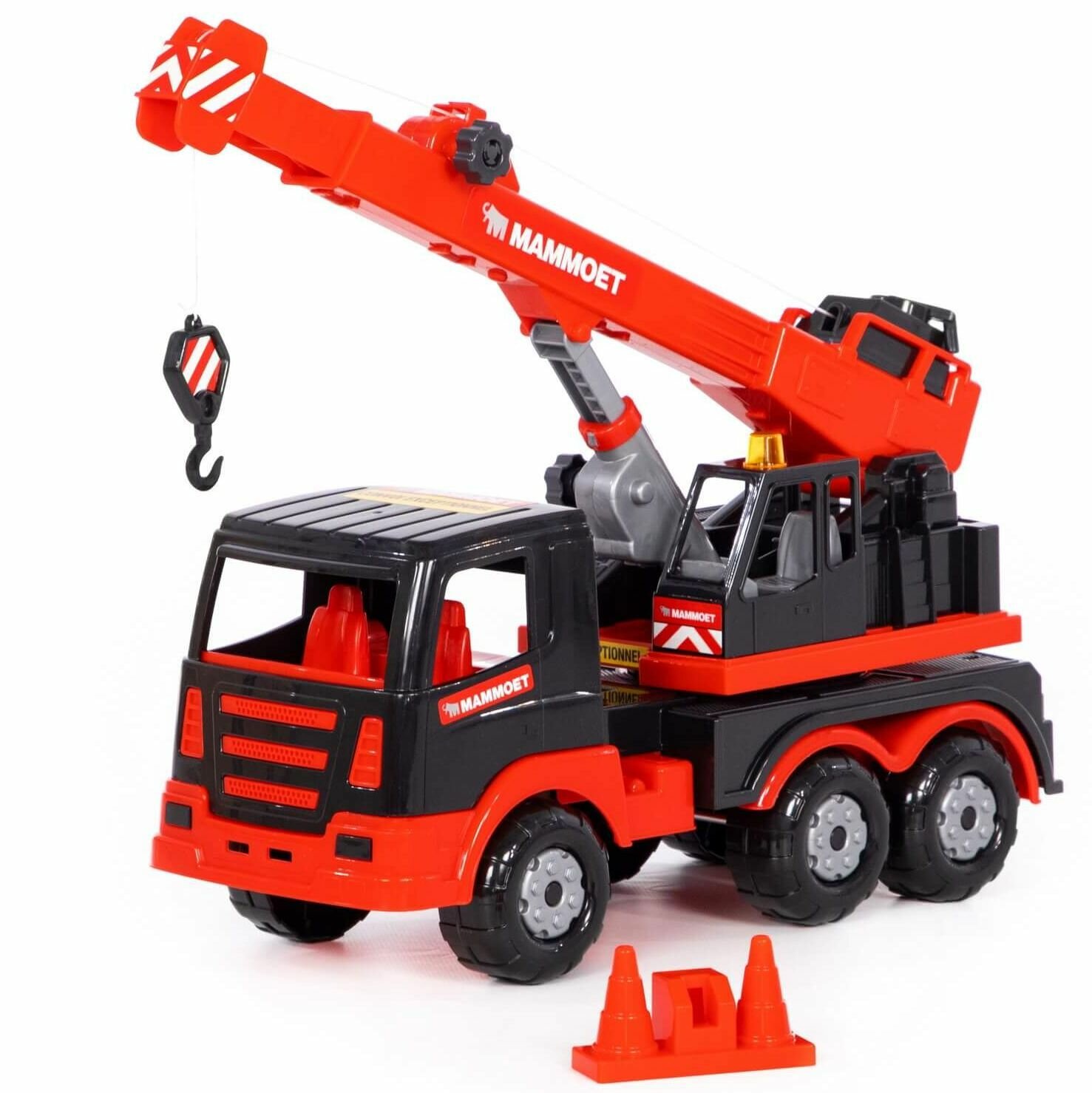 Машинка автокран - 43 см / Полесье Престиж (черно-красный)