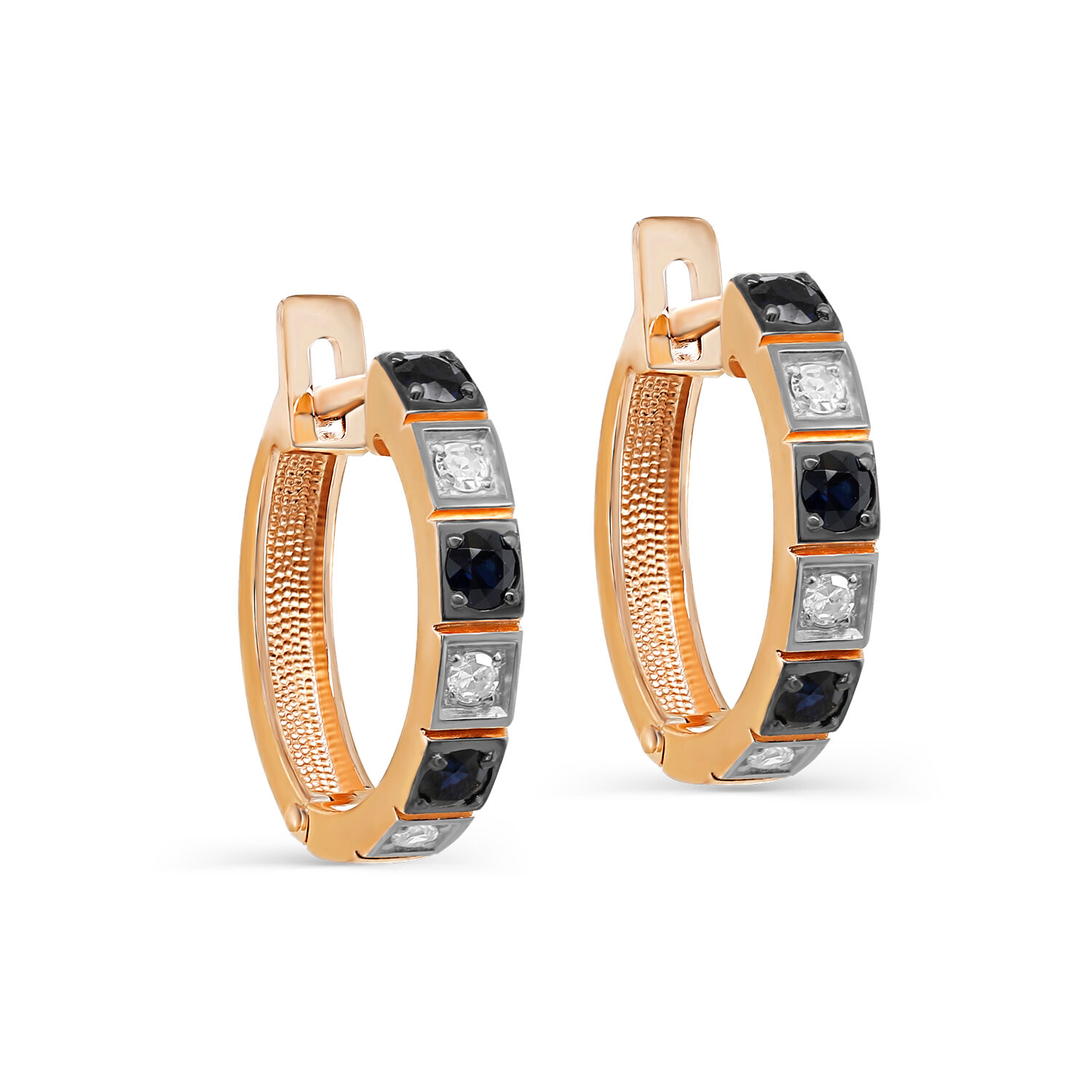 Серьги, красное золото, 585 проба, бриллиант, сапфир