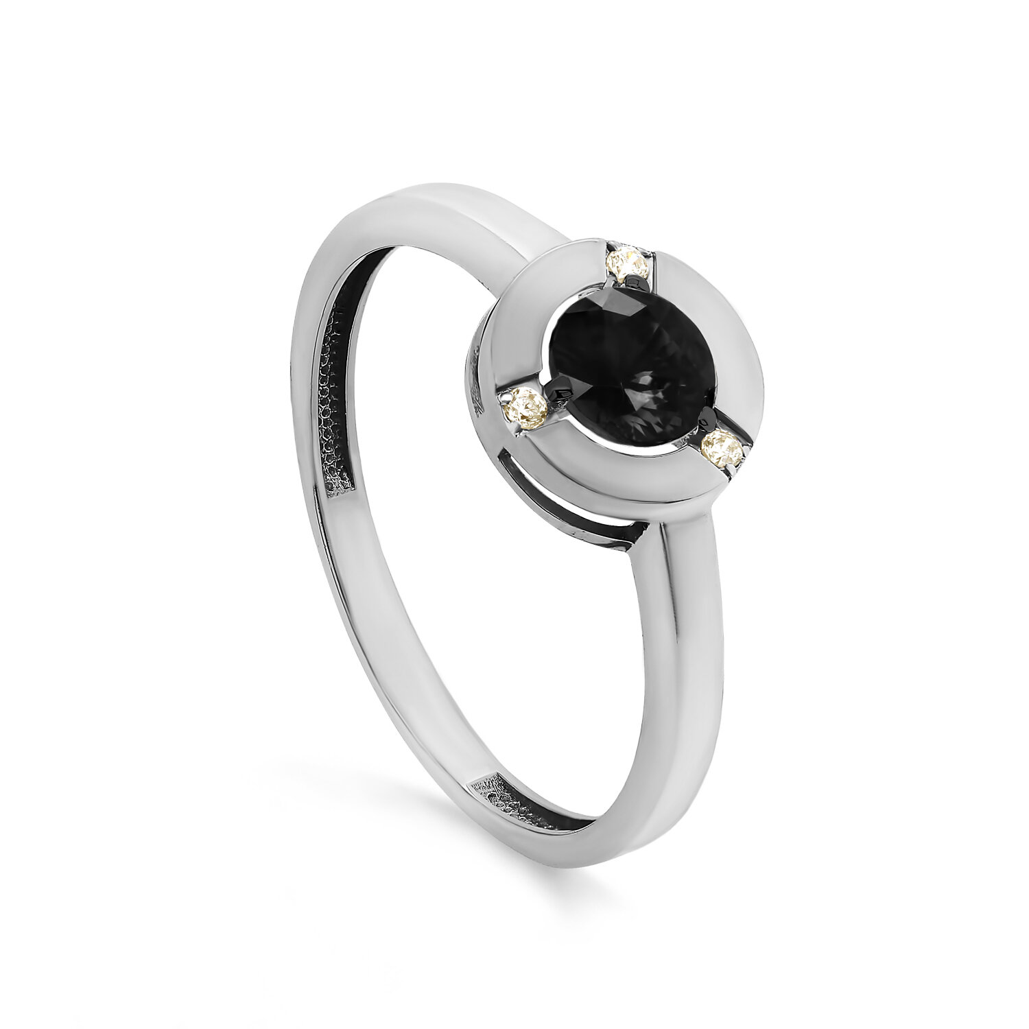 Кольцо, белое золото, 585 проба, турмалин, бриллиант