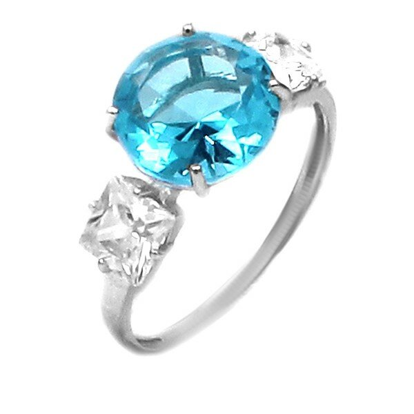 Кольцо, серебро, 925 проба, родирование, кристалл, фианит