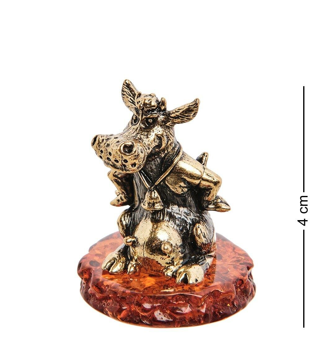 Фигурка Корова не Злюка (латунь, янтарь) A2163626 Народные промыслы, бронзовый